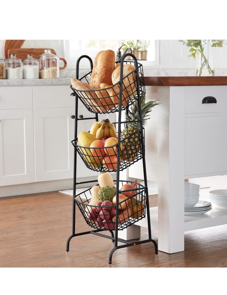 Member’s Mark 3-Tiered Basket Stand- Black – Mila Home Store